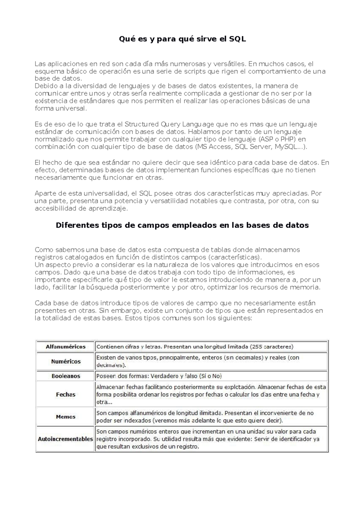 Tutorial SQL, para aprender concepto - Base de datos I - UTESA - Studocu