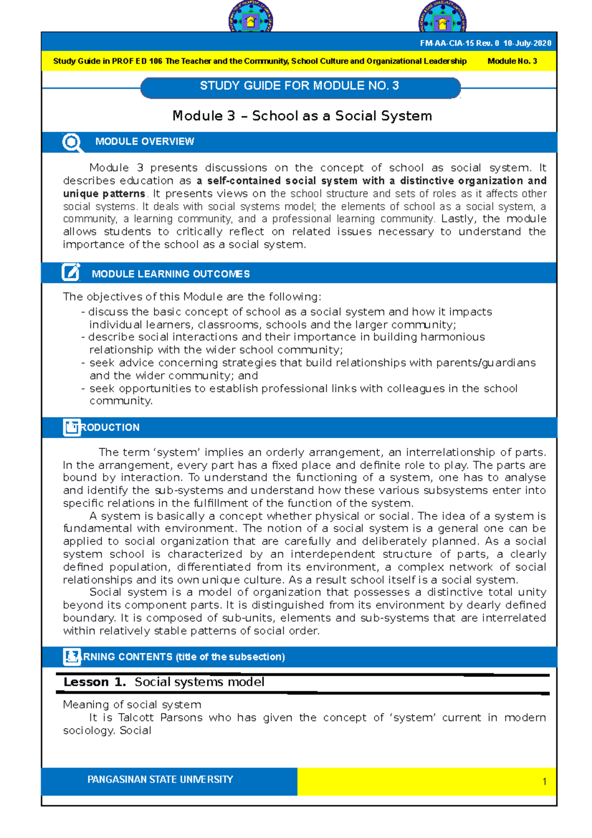 Module 3 THE TCHR, COM, SCHL Culture & ORG Leadership 2022 - STUDY ...
