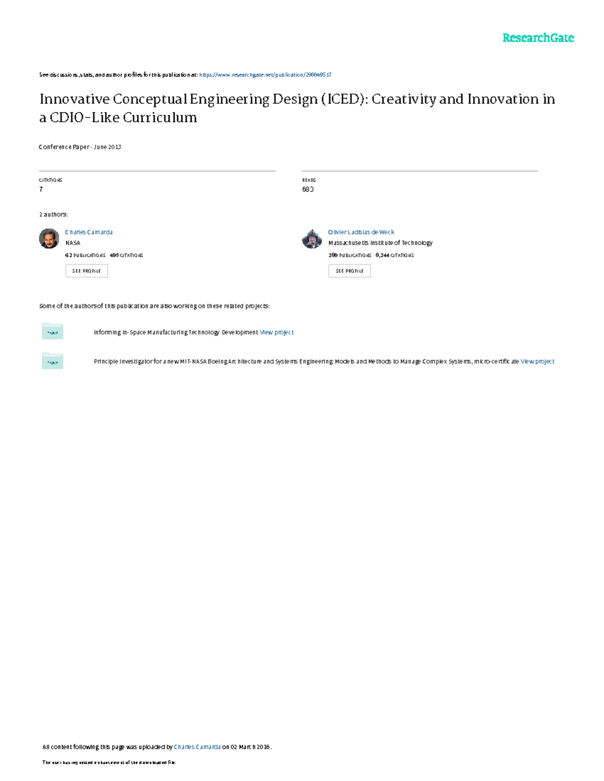 Innovative Conceptual Engineering Design (ICED) - See discussions ...