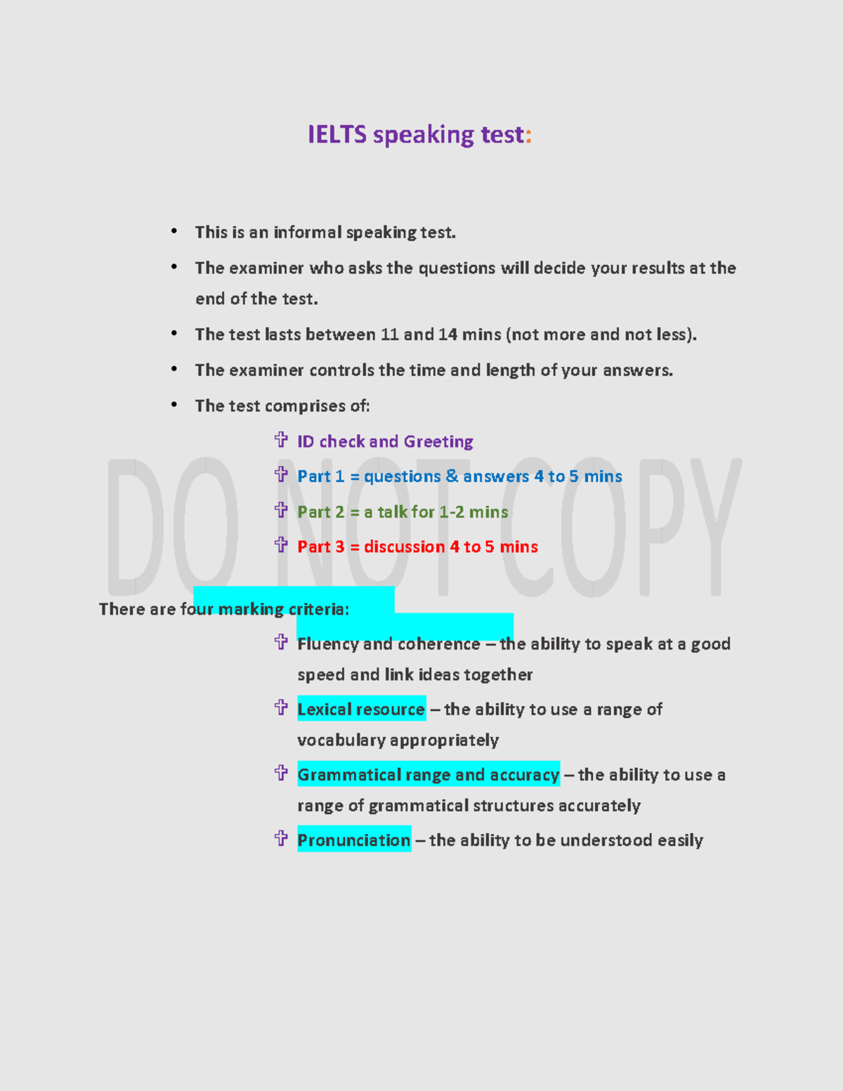 2. Ielts Speaking TEST Lesson Notes - IELTS speaking test: • This is an ...