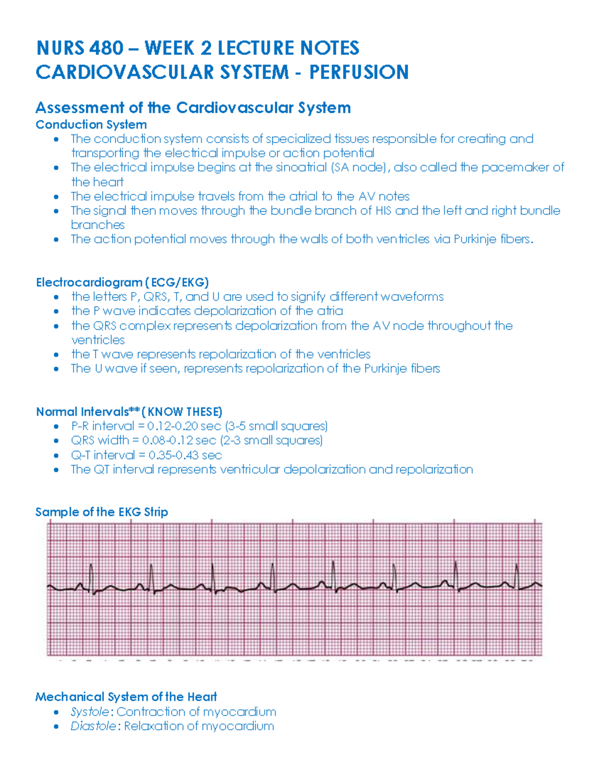 Week 2 Notes - Advanced Med Surg 480!!!!! - NURS 480 – WEEK 2 LECTURE ...