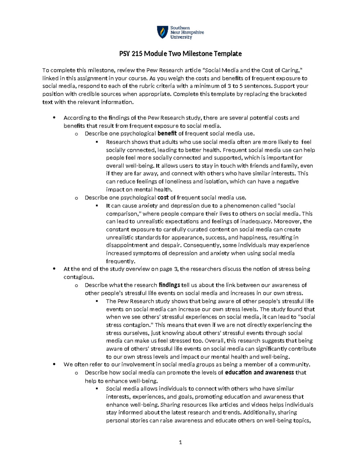 PSY 215 Module Two Milestone Template - As you weigh the costs and ...