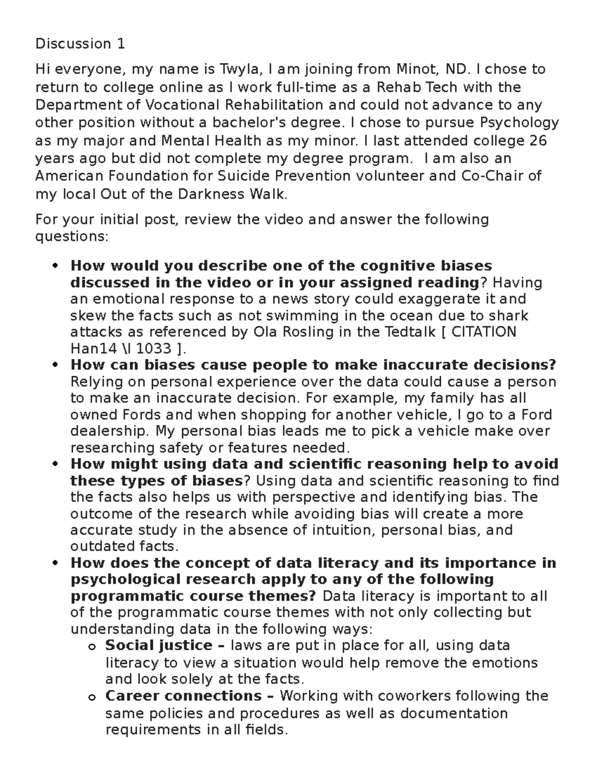 Data literacy in Psychological Research - Discussion 1 Hi everyone, my ...
