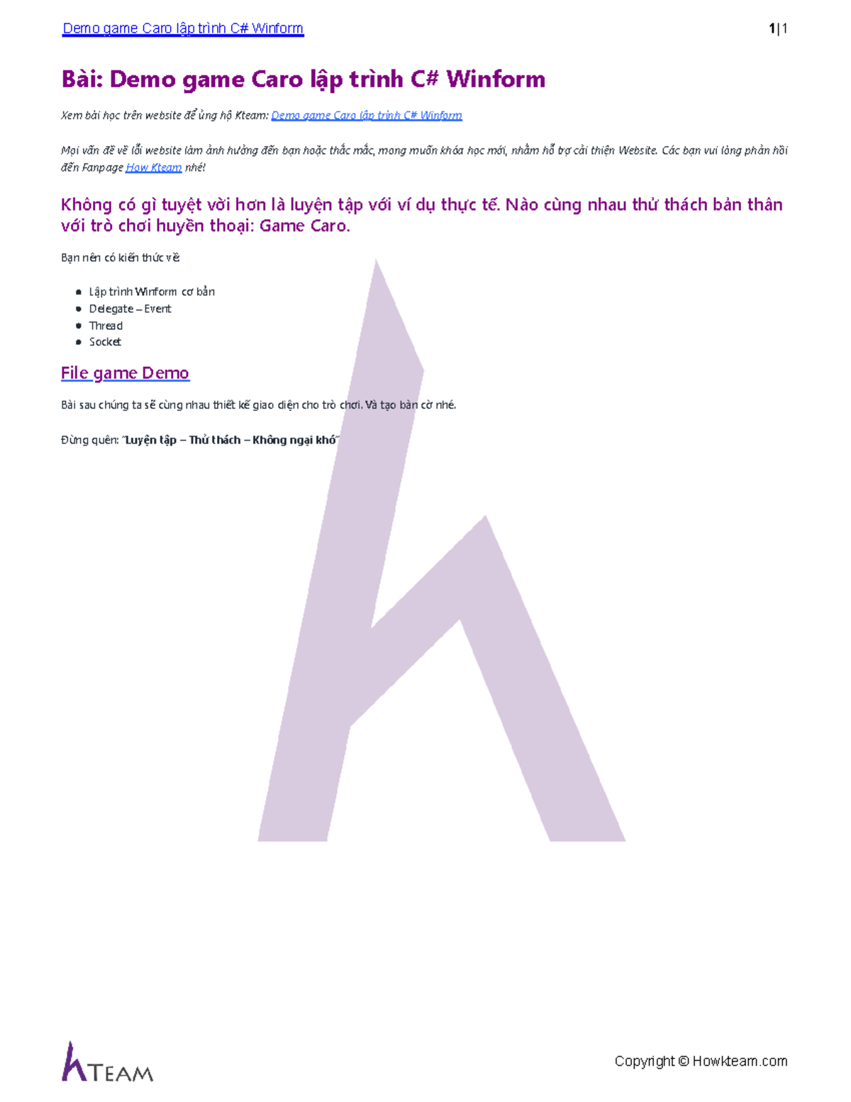 Howkteam.VN - Demo game Caro lập trình C# Winform - Demo game Caro lập ...
