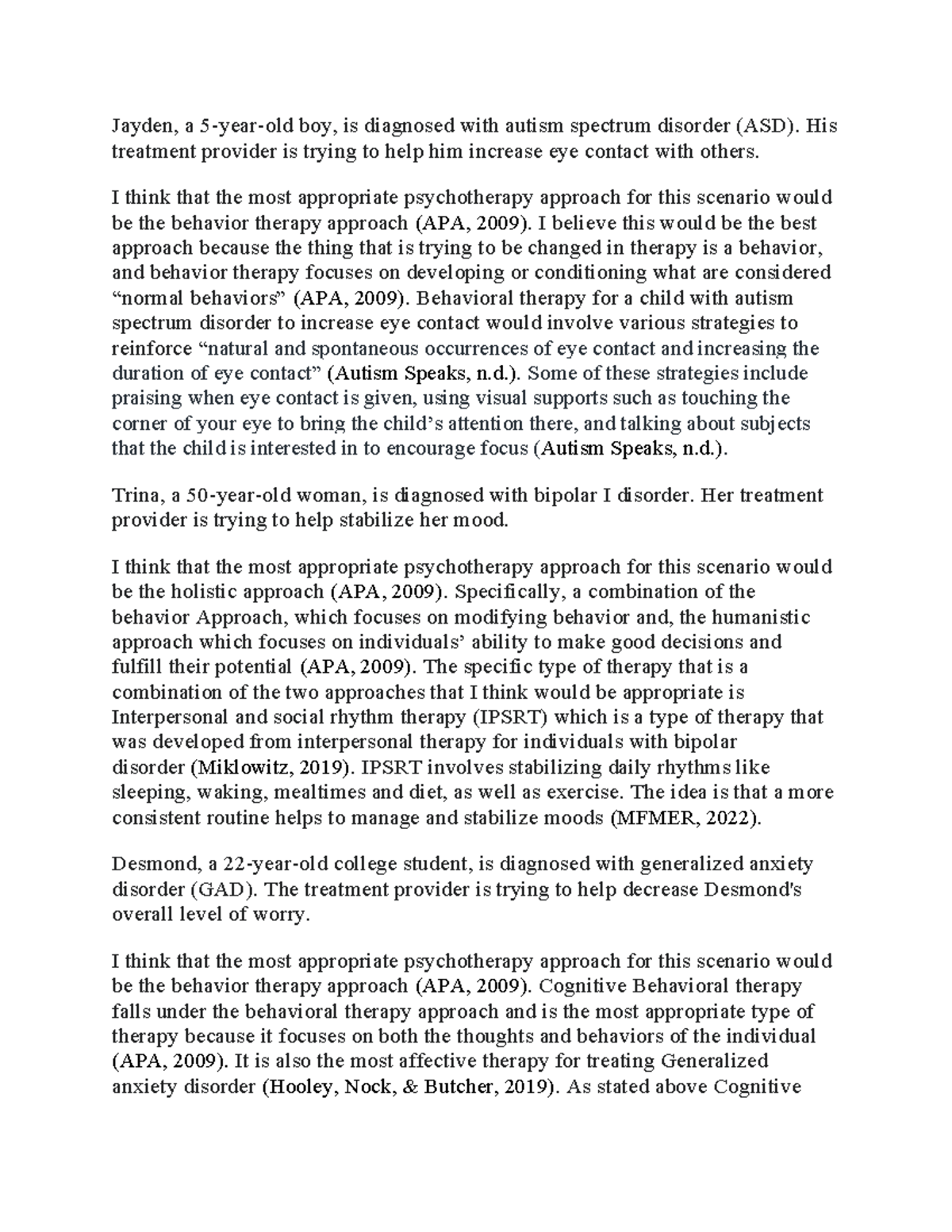 Abnormal psychology discussion 5 AR - Jayden, a 5-year-old boy, is ...