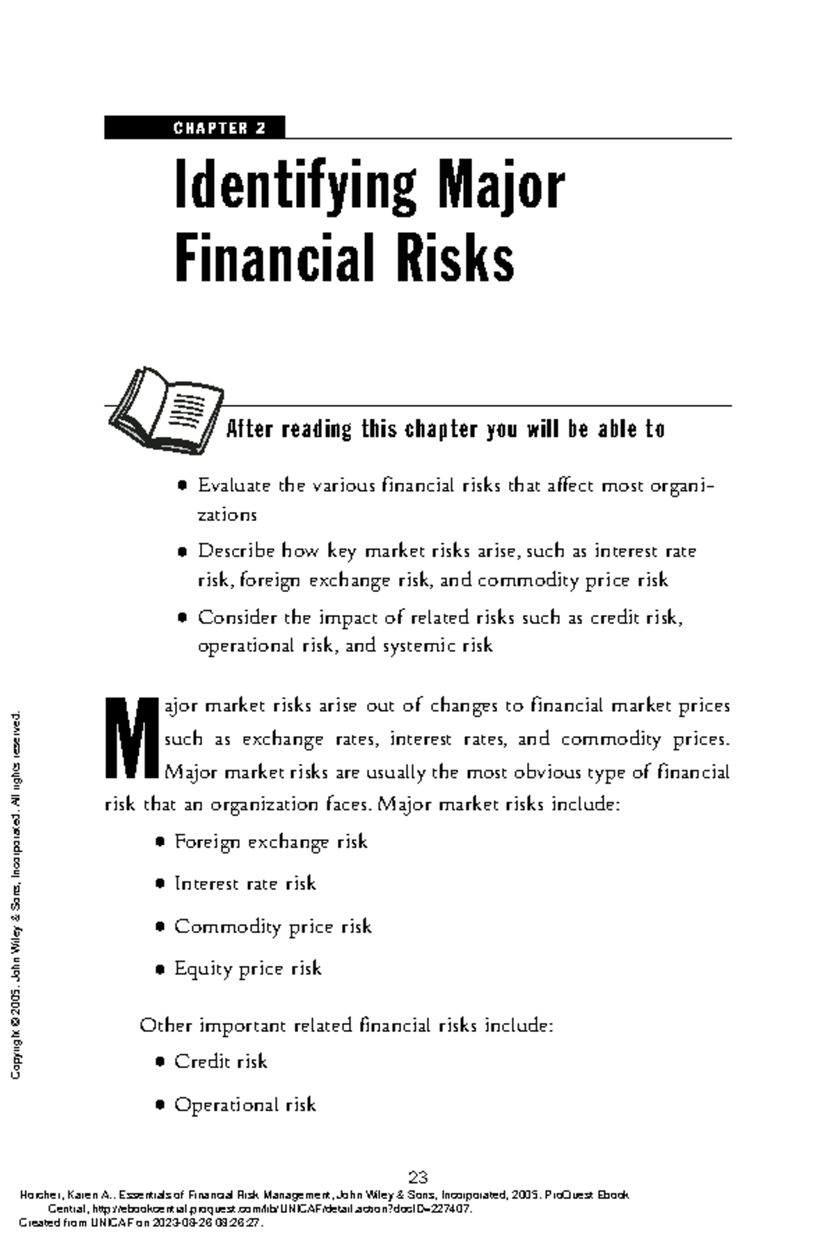 Essentials of Financial Risk Management - (Chapter 2 Identifying Major ...