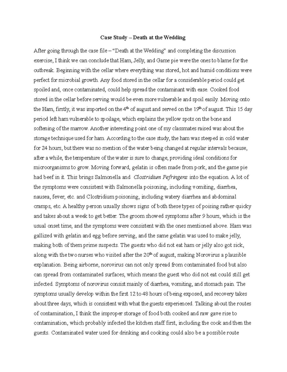 Food1000 - Death at a wedding Report - Case Study – Death at the ...