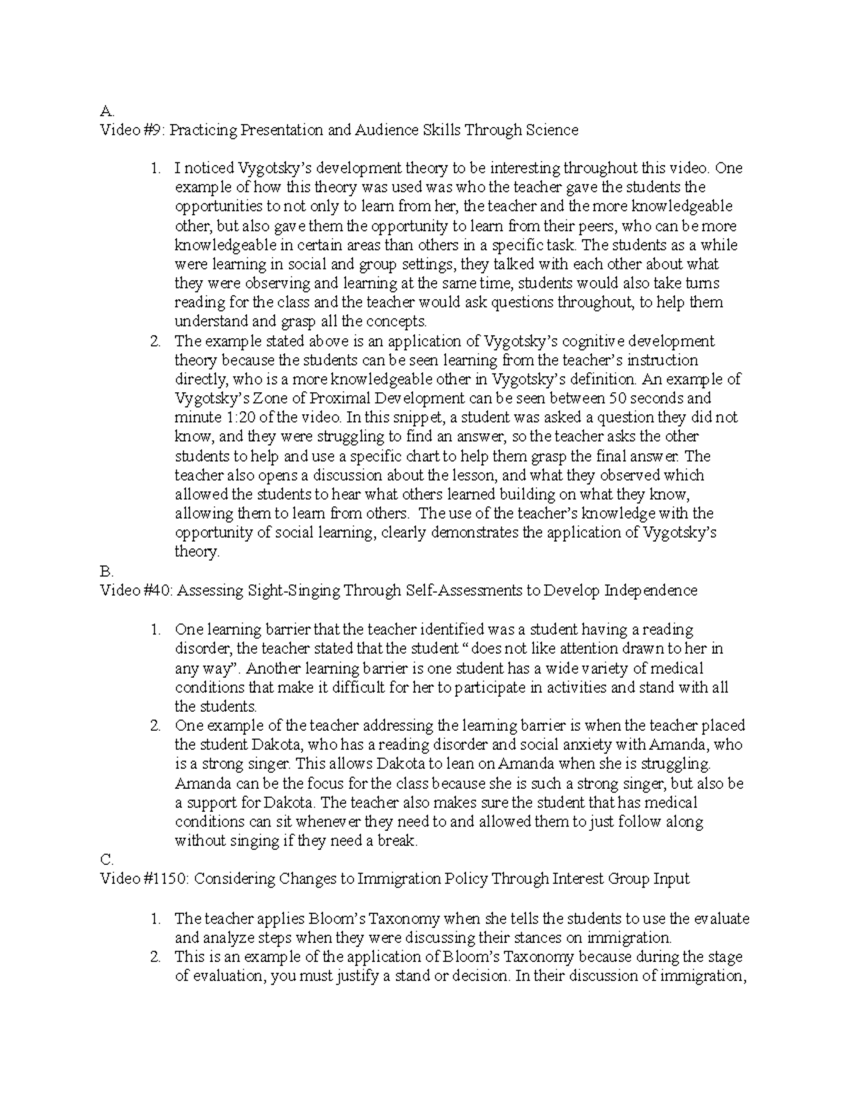 Task 1 Psychology - task 1 - A. Video #9: Practicing Presentation and ...