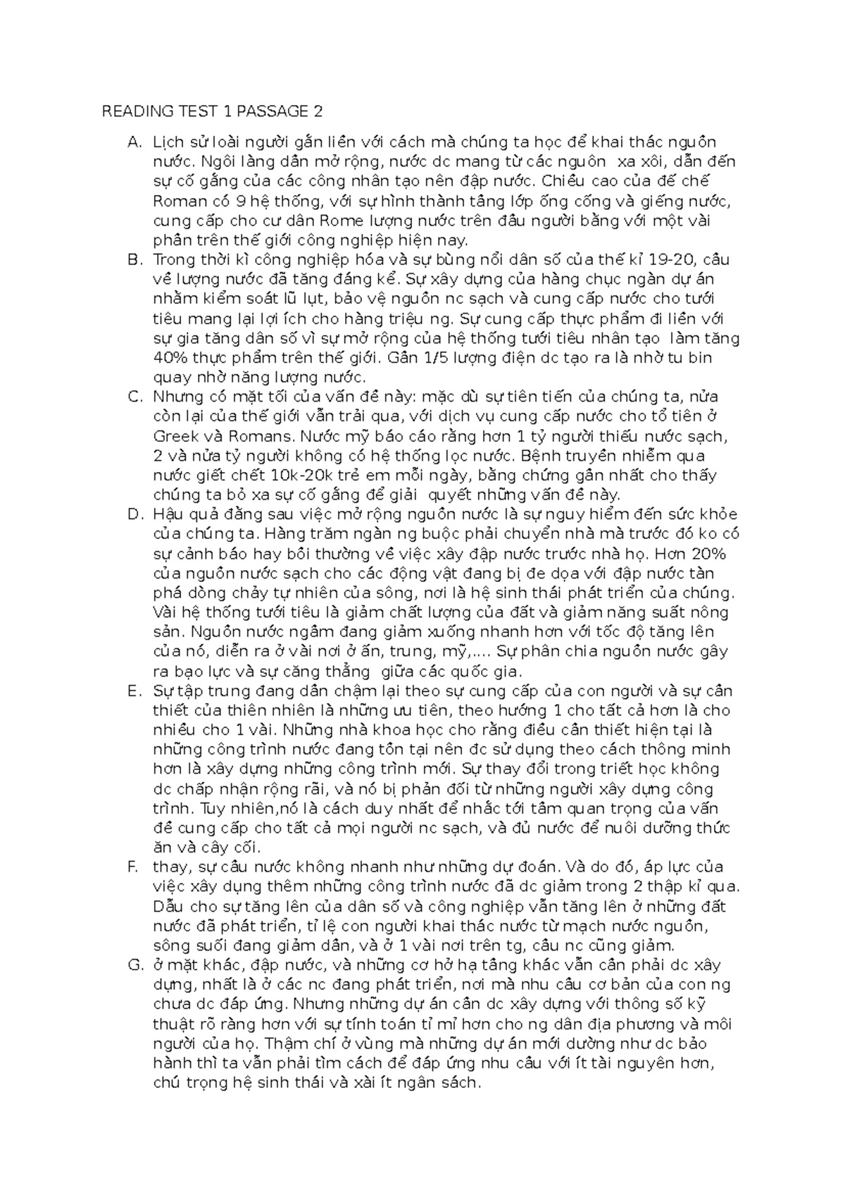 Reading TEST 1 Passage 1 CAM 7 - READING TEST 1 PASSAGE 2 A. Lịch sử ...