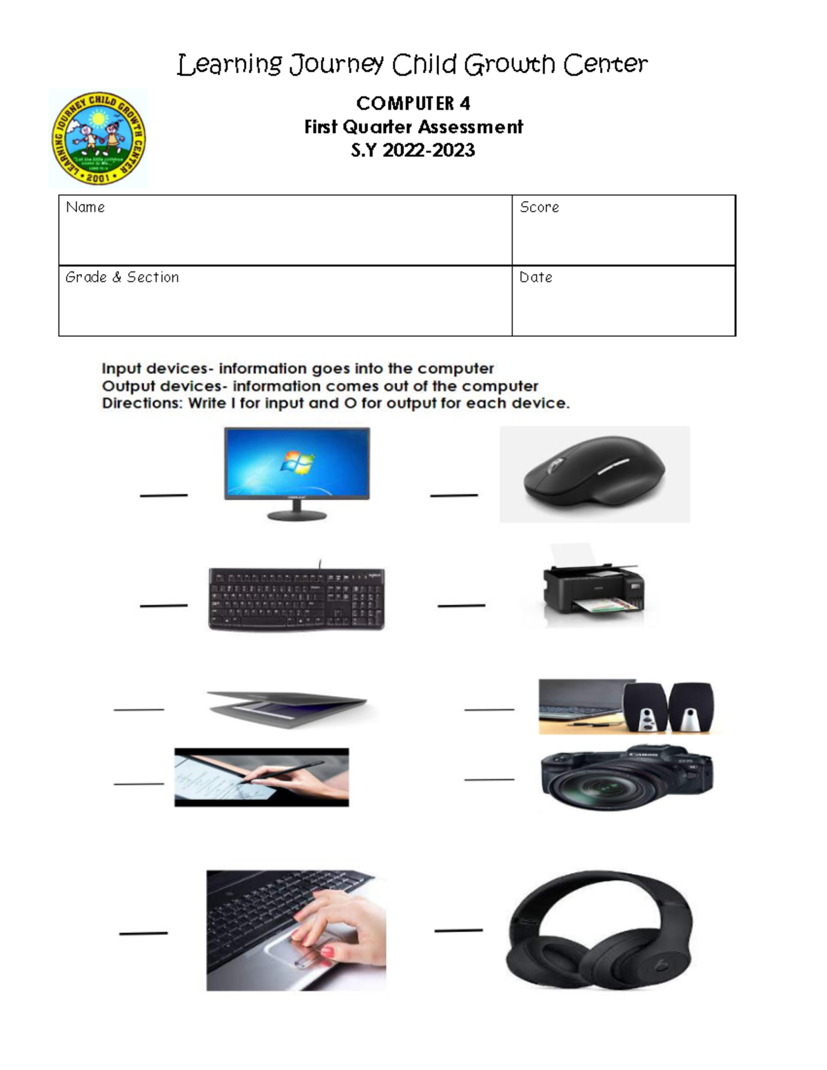 Computer 4 1ST Quarter Assessment - Learning Journey Child Growth ...