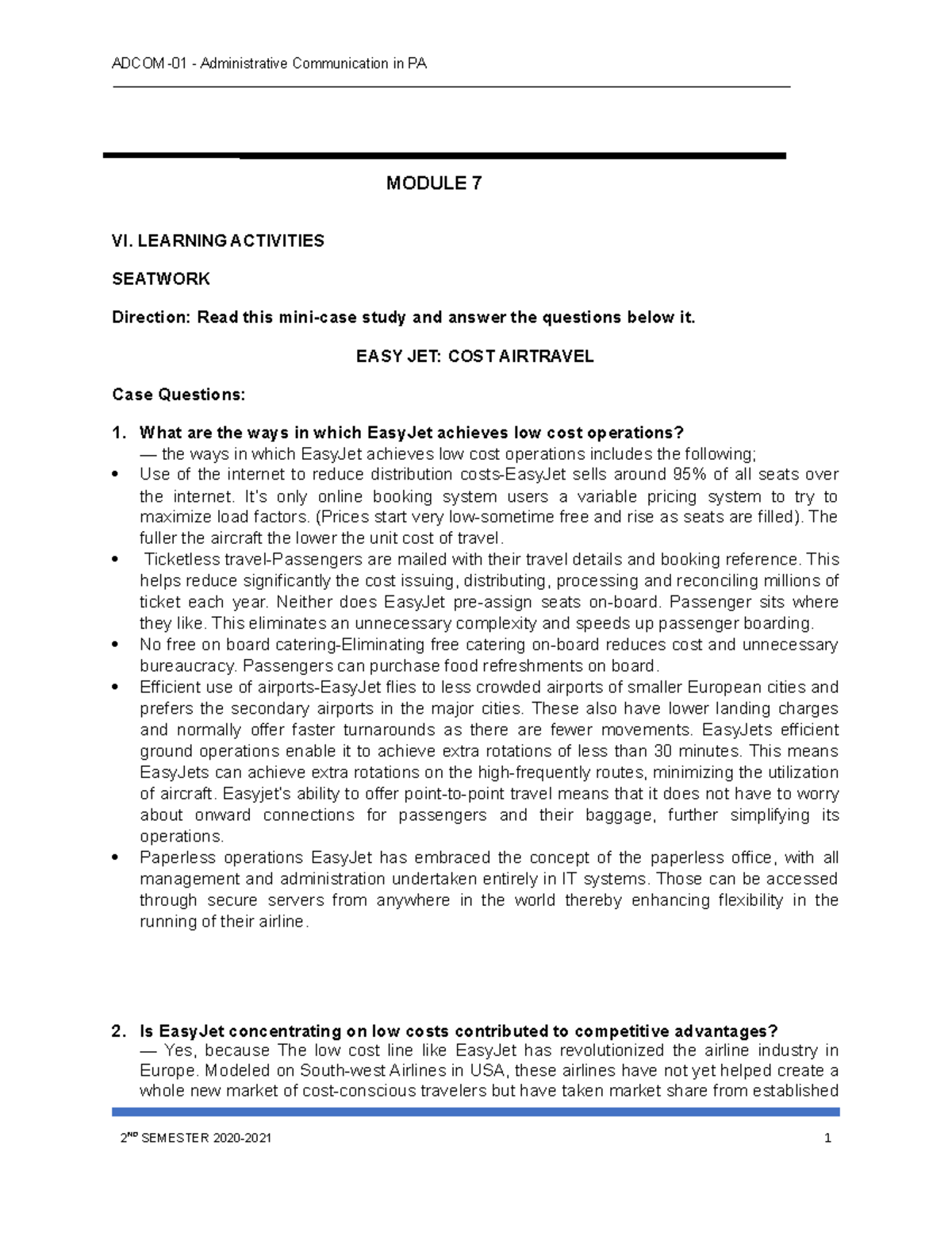 Answer Adcom–07 - MODULE 7 VI. LEARNING ACTIVITIES SEATWORK Direction ...