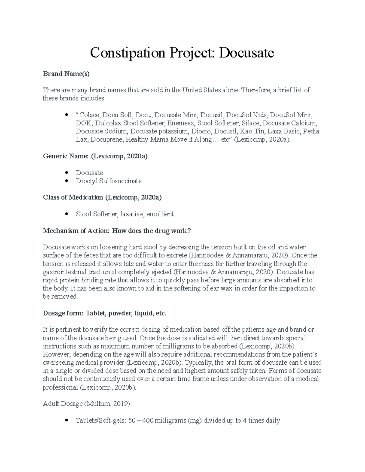 Constipation Project - Docusate Sodium Drug Information - Constipation ...
