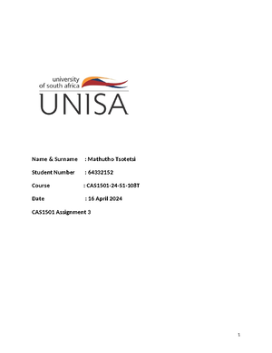 Unisa - University of South Africa - Studocu