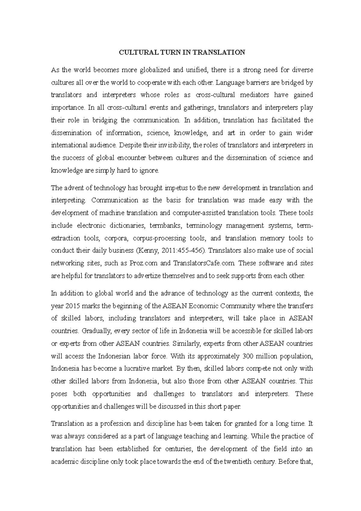 Cultural TURN IN Translation - CULTURAL TURN IN TRANSLATION As the ...