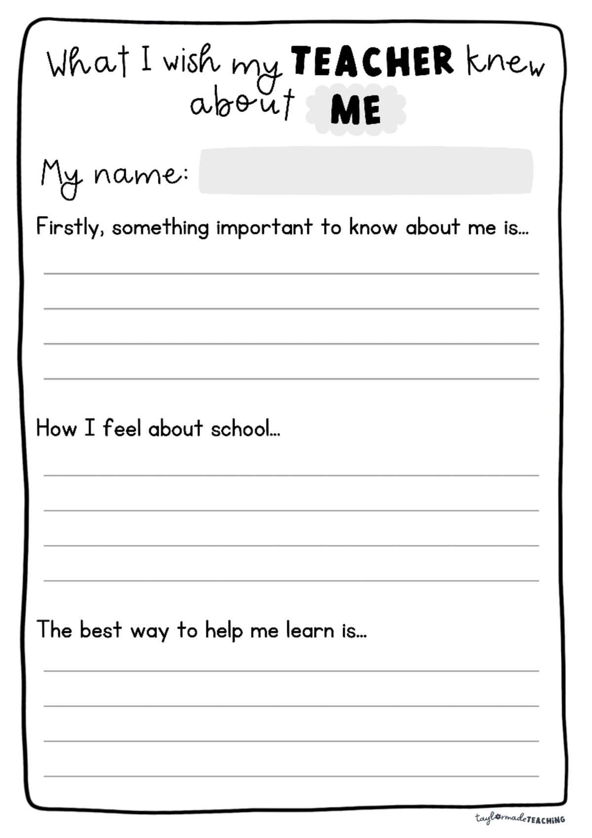 What IWish My Teacher Knew About Mebacktoschoolactivity-1 - What I wish ...