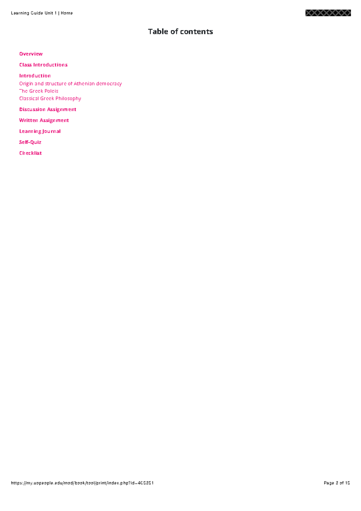 Learning Guide AY2024 Unit 1 to 4 - Table of contents Overview Class Introductions Introduction ...