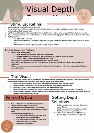 Pictorial Depth Cues - Also known as Secondary Pictorial Depth Cues ...