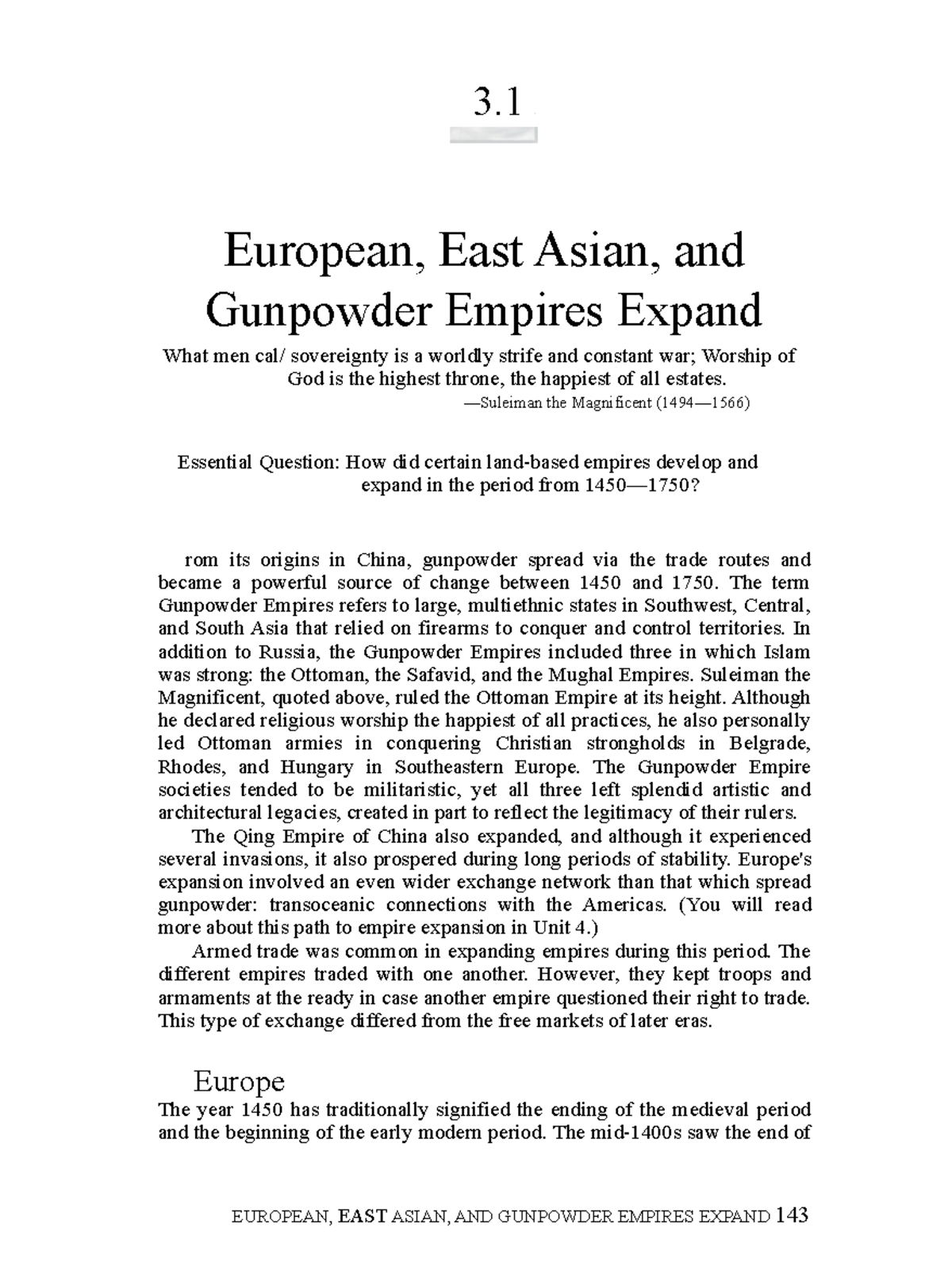 Amsco Reading Section 3.1 and 3 - 3. European, East Asian, and ...