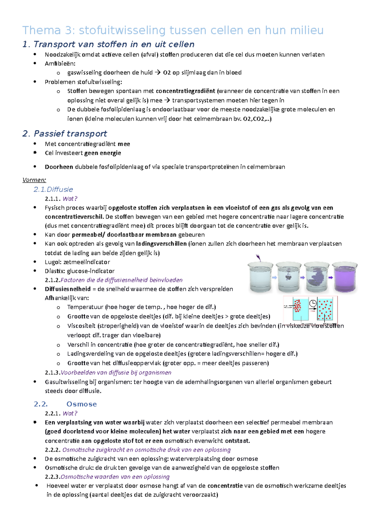 Thema 3, stofuitwisseling tussen cellen en hun milieu, biogenie 5.2 ...