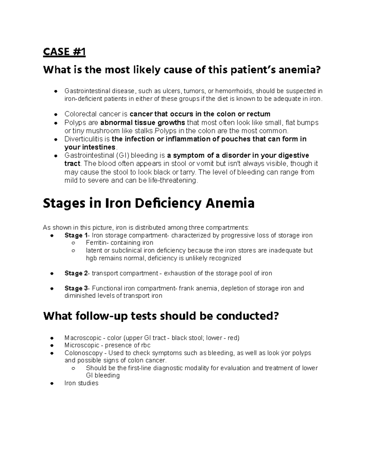 CASE-1 - CASE-1 ANEMIA HEMATOLOGY - CASE What is the most likely cause ...
