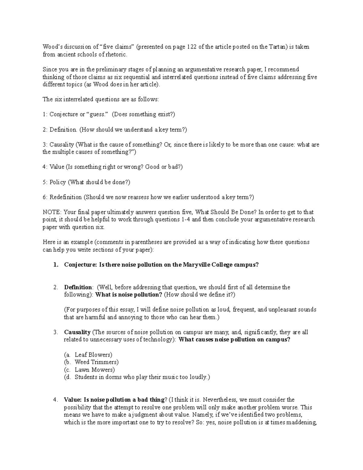 Six Key Questions For An Argumentative Research Paper - Wood’s ...