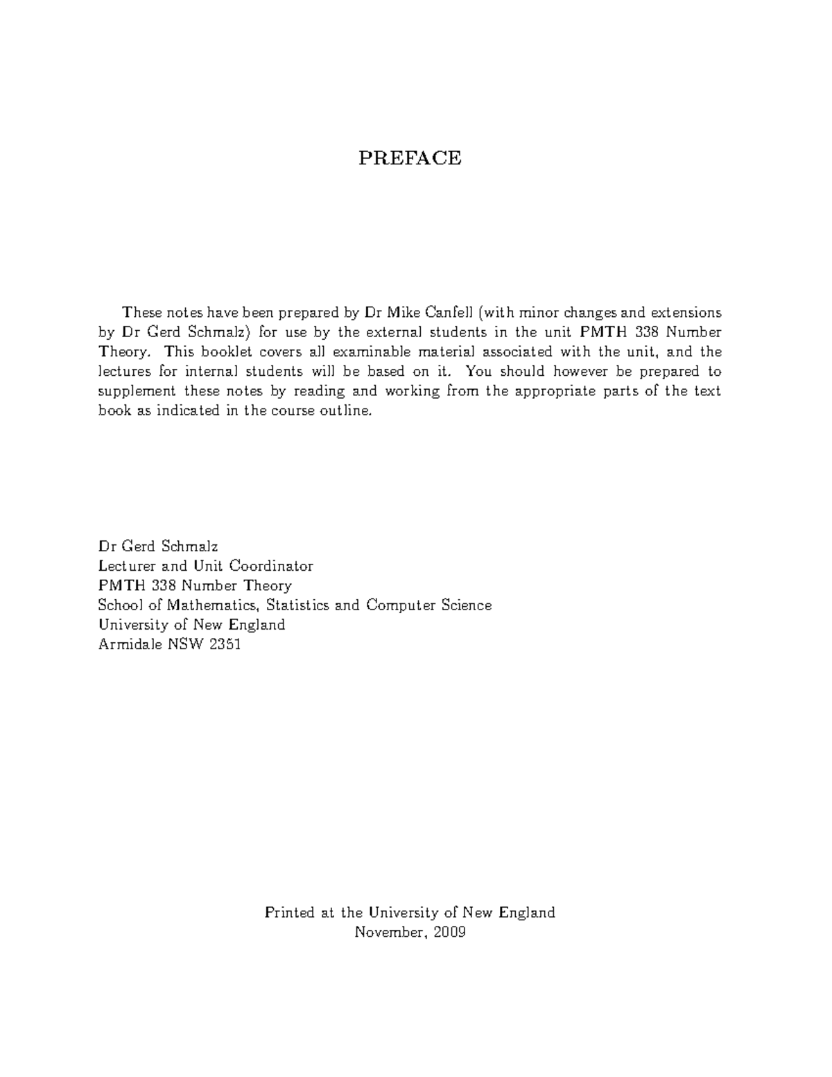 PMTH 338 Lectures 2009 - Lecture notes 1-6 - PREFACE These notes have ...