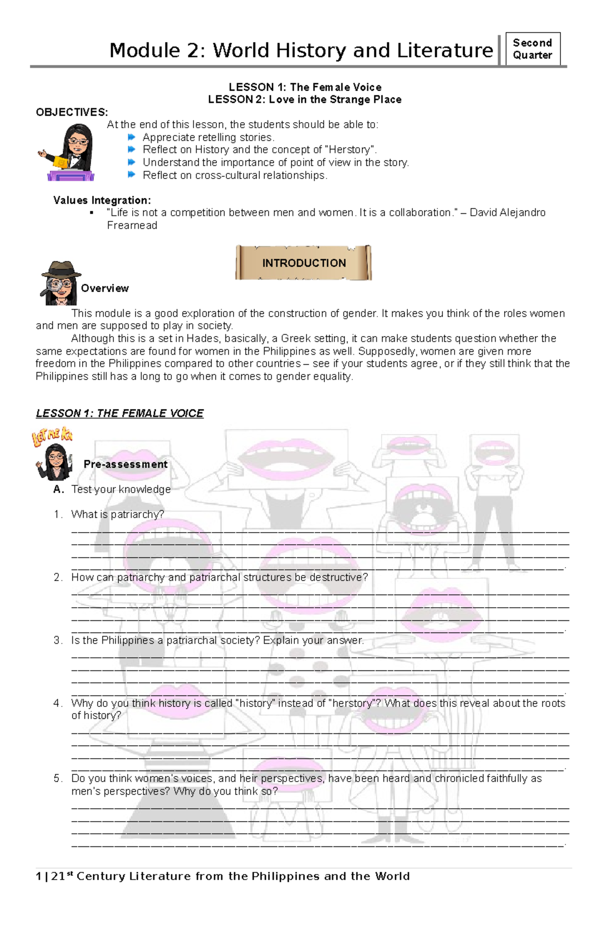 Quarter 2 Module G12 - lecture - Module 2: World History and Literature ...