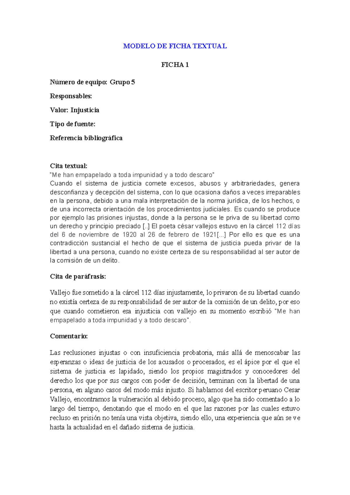 Ficha- valor - JNJO LJKOKOP KJOJ KNKP - MODELO DE FICHA TEXTUAL FICHA 1 ...