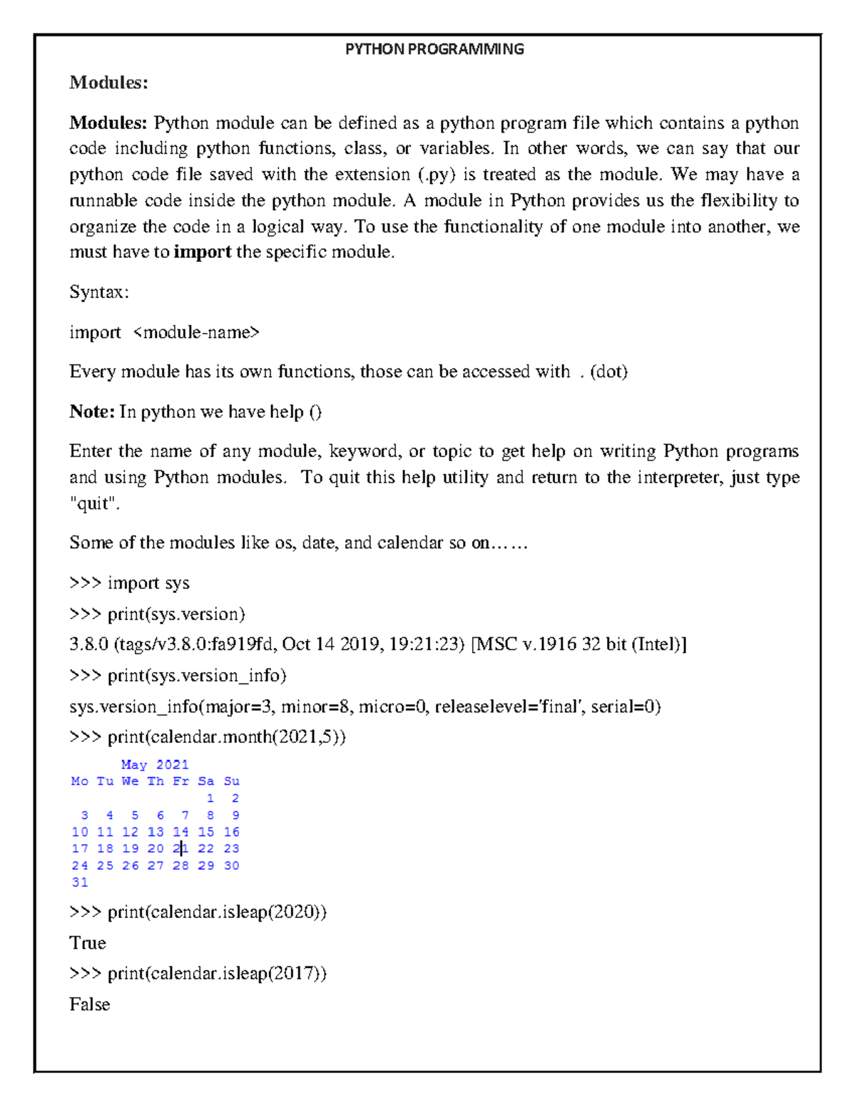 Python Programming Modules Modules Python Module Can Be Defined As