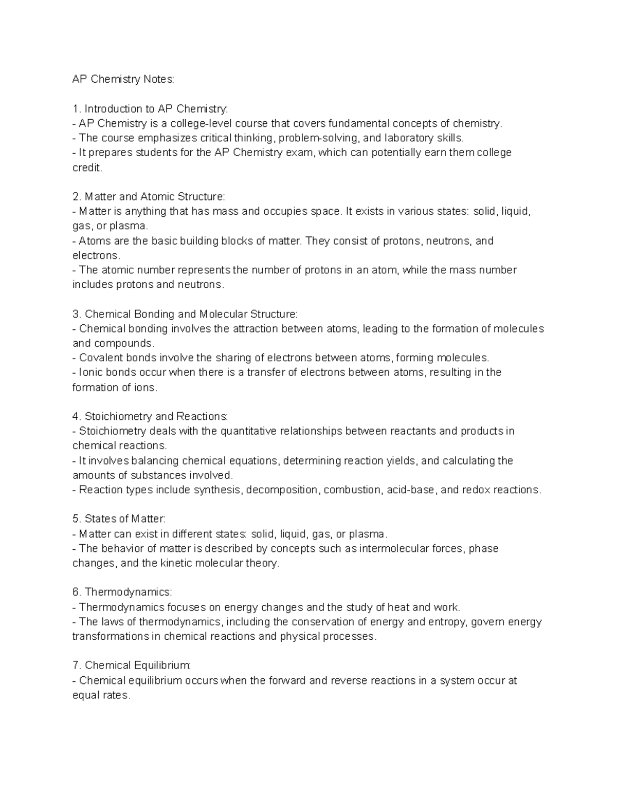 AP Chem notes - AP Chemistry Notes: Introduction to AP Chemistry: AP ...