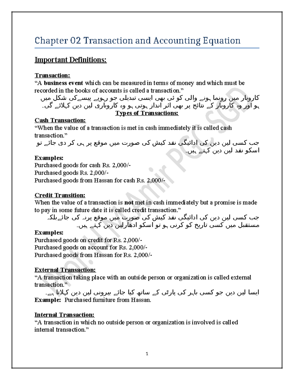 Ch-2 Transaction & Accounting Equation - Chapter 02 Transaction and ...