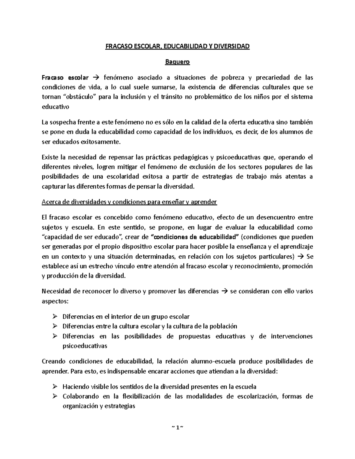 Fracaso Escolar, Educabilidad Y Diversidad - Ricardo Baquero - FRACASO ESCOLAR, EDUCABILIDAD Y ...