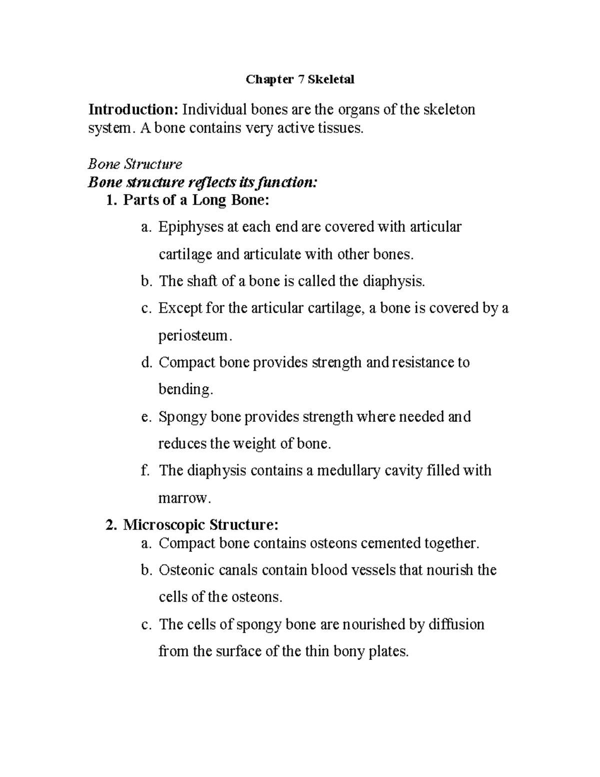 Chapter 7 Skeletal Notes 2 - Chapter 7 Skeletal Introduction ...