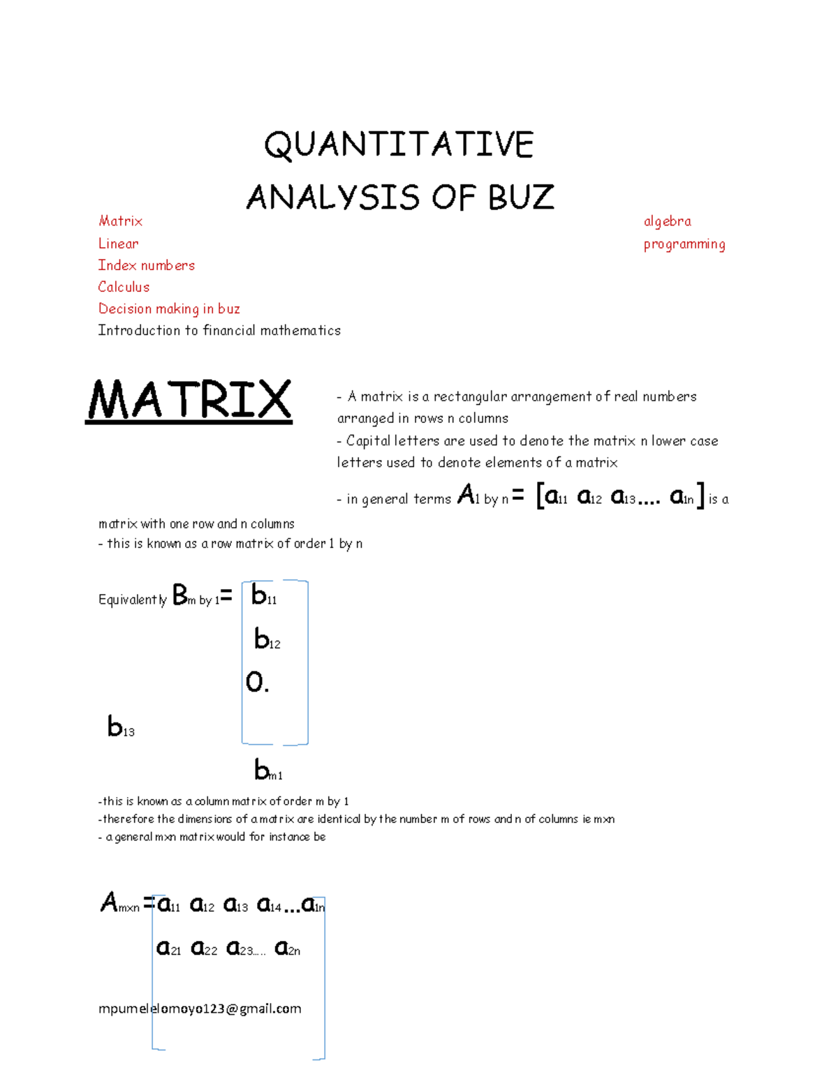 Quab - Summary Quantitative Analysis for Business - QUANTITATIVE ...