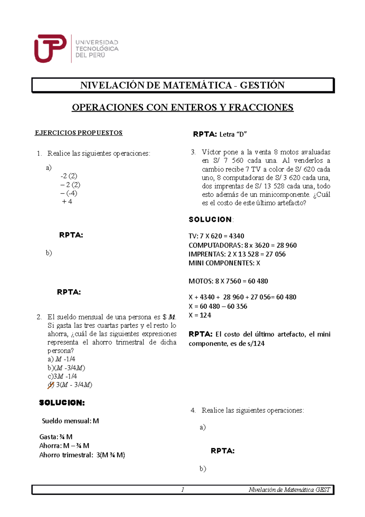 S01.s1- Resolver ejercicios - NIVELACIÓN DE MATEMÁTICA - GESTIÓN OPERACIONES CON ENTEROS Y - Studocu