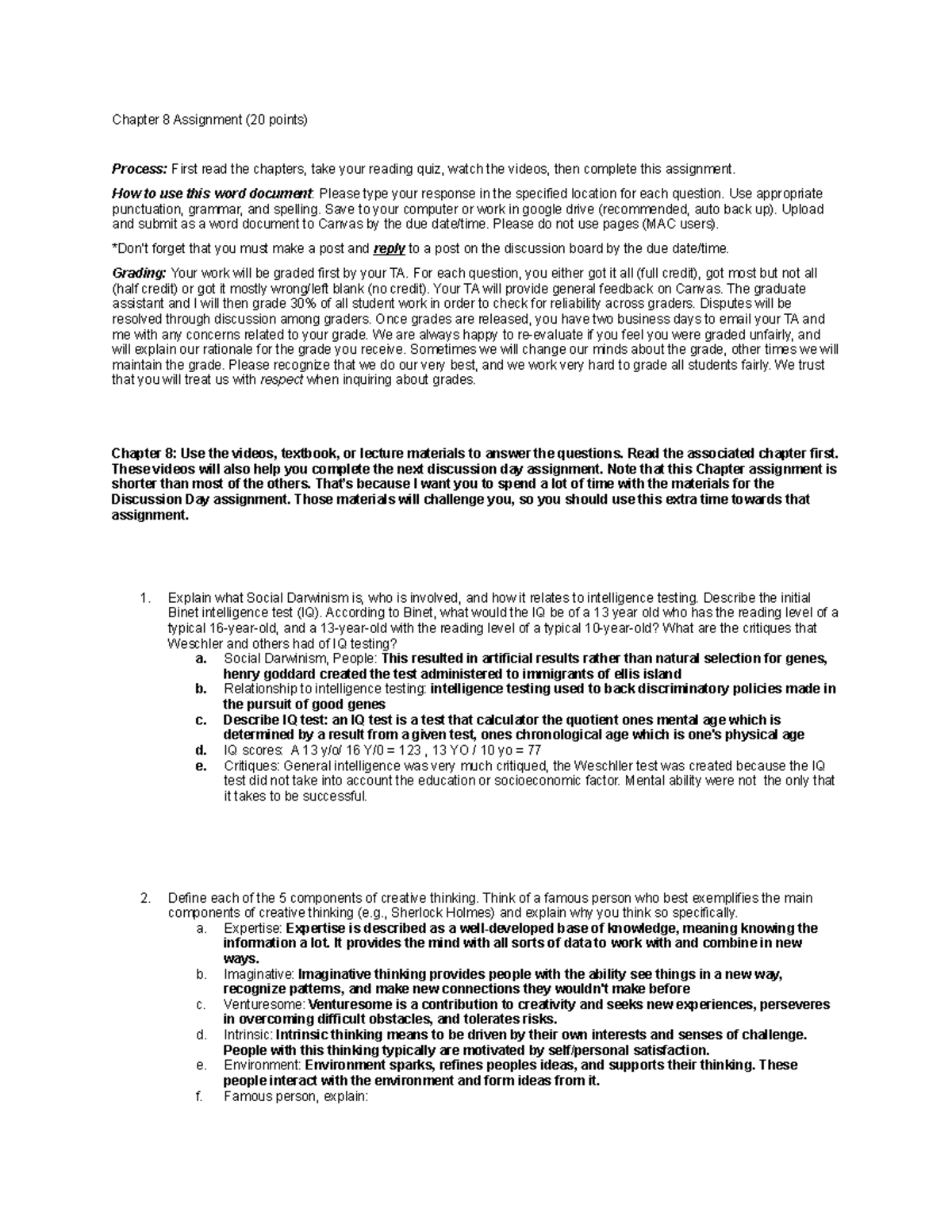 Chapter 8 Assignment (20 points) - Chapter 8 Assignment (20 points ...