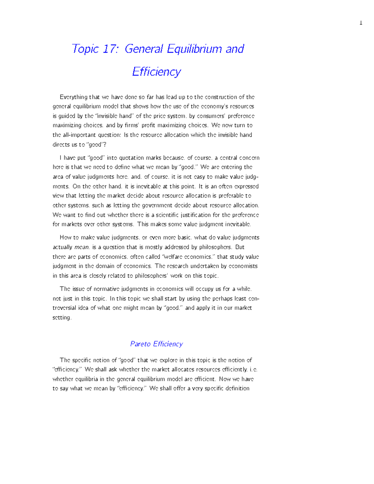 Lecture Notes 17 - materials from ECON 121 at Yale with T. Borgers - ♦♣ ...