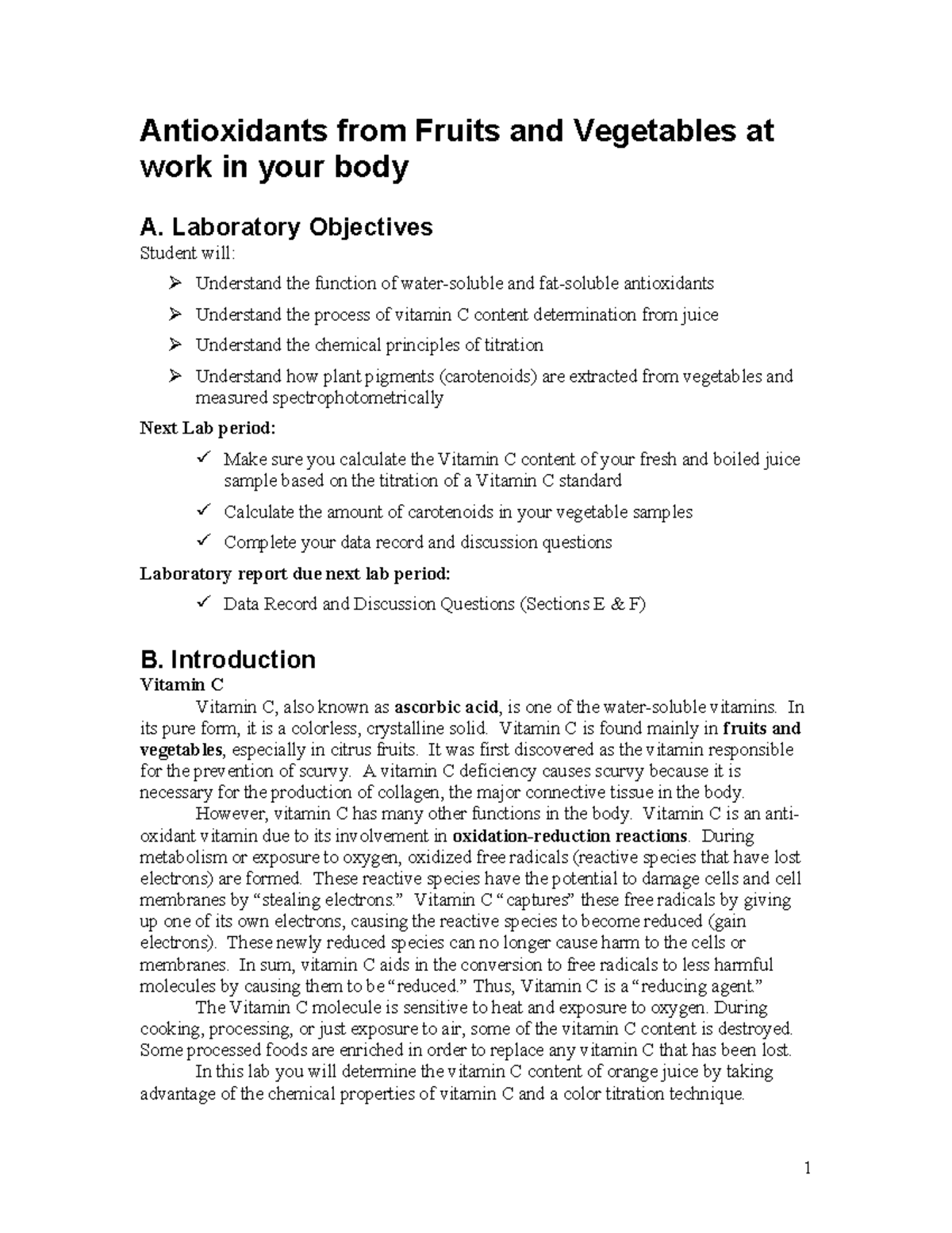 Antioxidant+Lab - Lab. - Antioxidants from Fruits and Vegetables at ...