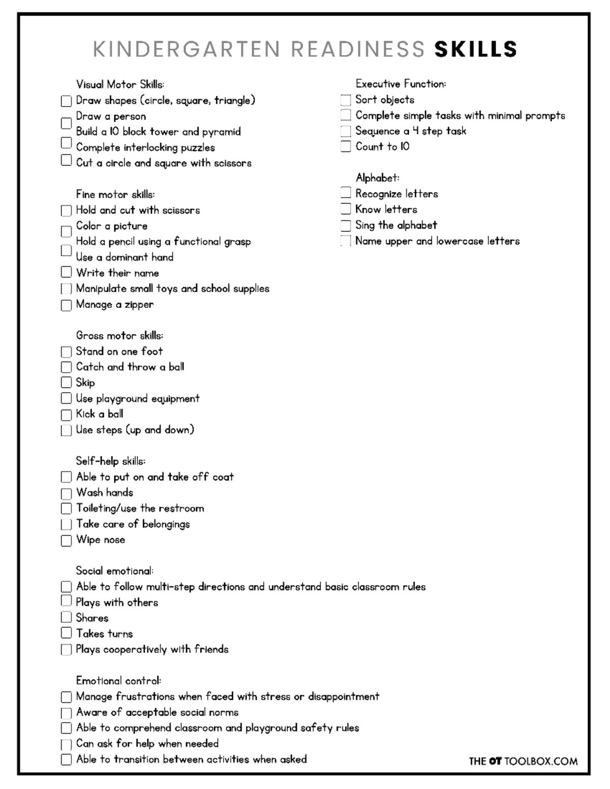 Kindergarten Readiness Checklist 1 - busi 295 - Studocu