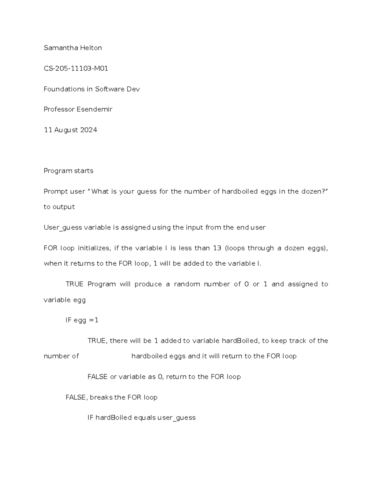 Pseudocode Project One Eggs - Samantha Helton CS-205-11103-M ...