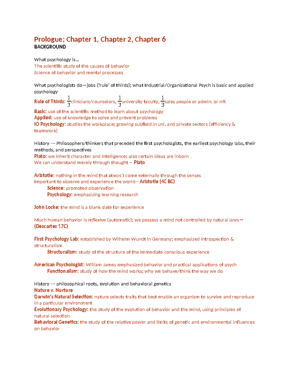 Psych Exam 1 - Prologue; Chapter 1, Chapter 2, Chapter 6 BACKGROUND ...