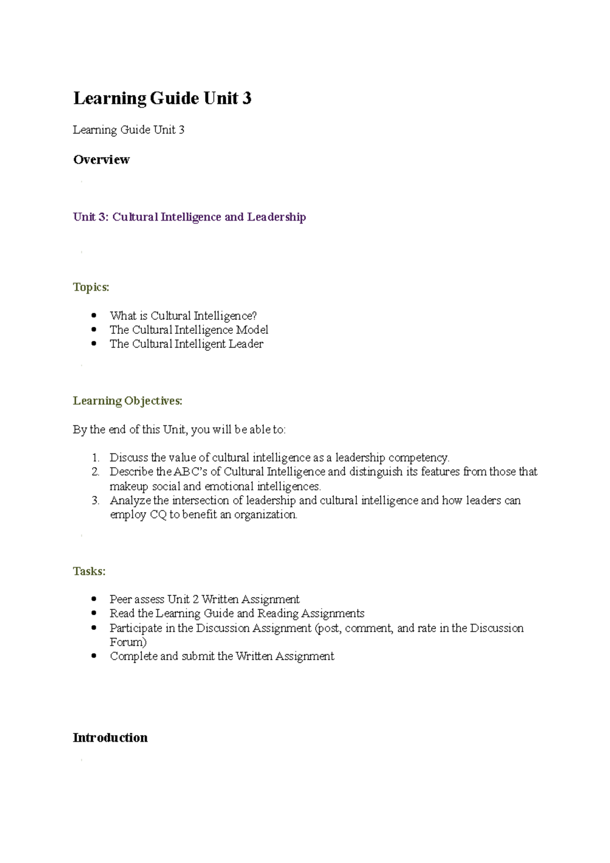 BUS 5211 GLB Learning Guide Unit 3 - Learning Guide Unit 3 Learning Guide Unit 3 Overview Unit 3 ...