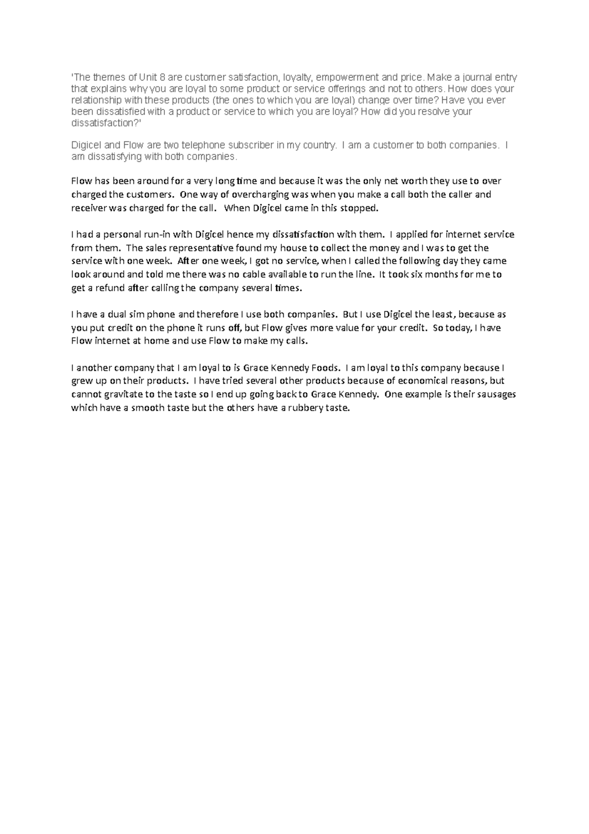 Learning Journal - Unit 8 Principles of Marketing - 'The themes of Unit ...