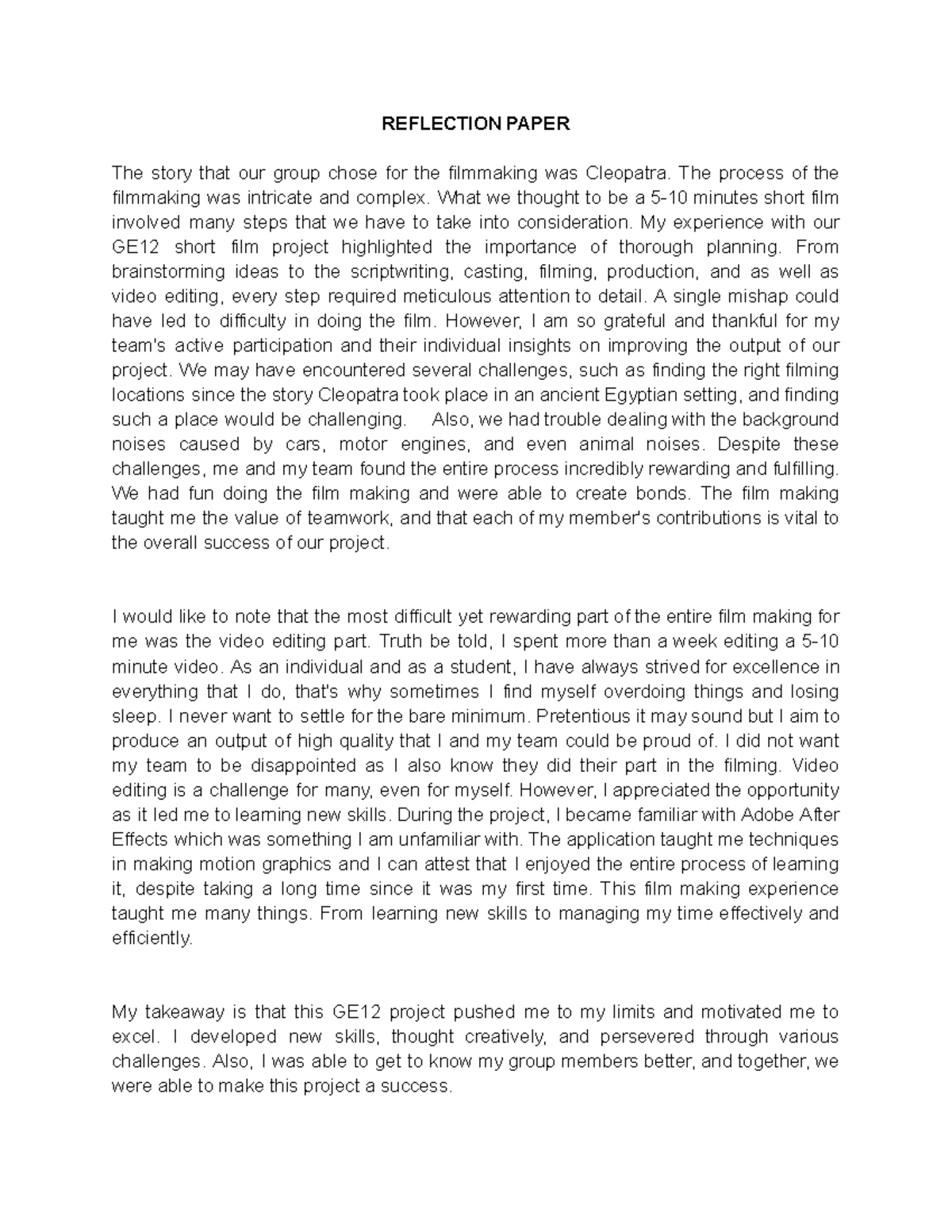 Reflection Paper - Notes - Medical Surgical Nursing - Studocu