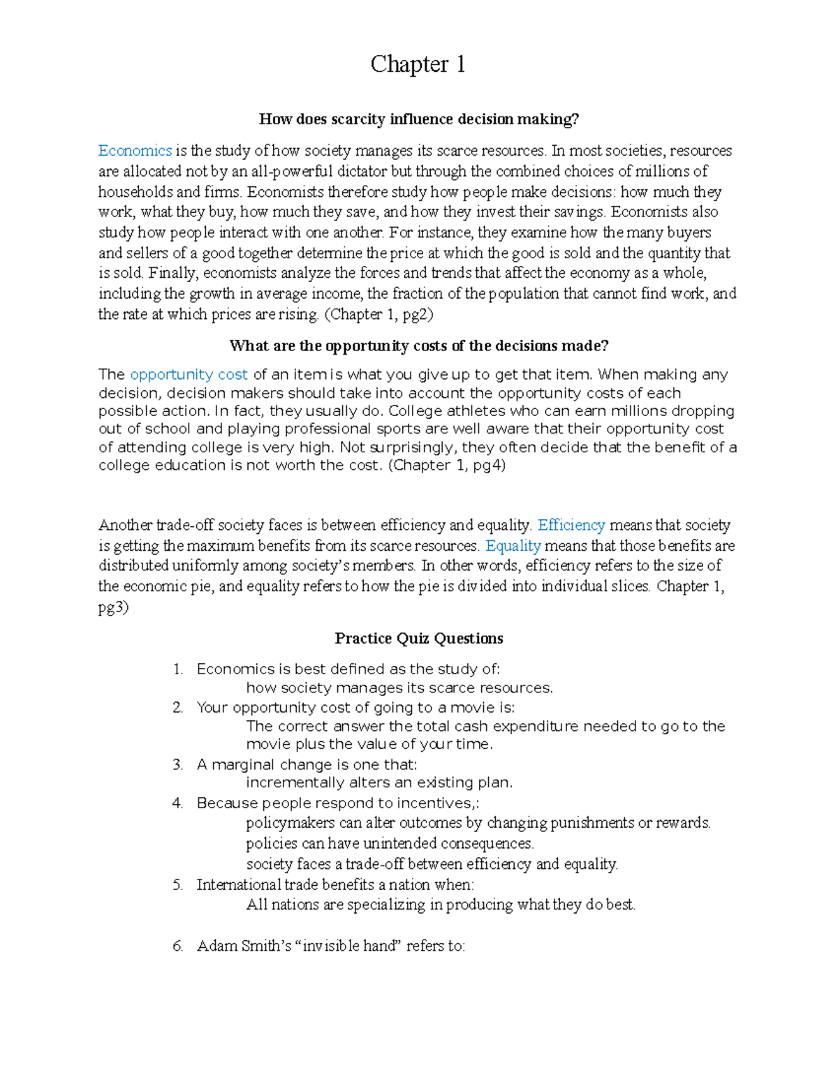Chapter 1 notes - How does scarcity influence decision making ...