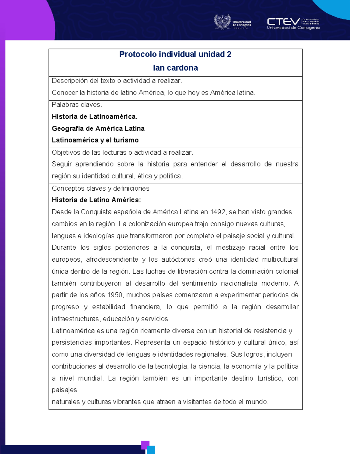 Protocolo Individual Hiatoria Semana 2 - Protocolo individual unidad 2 ...