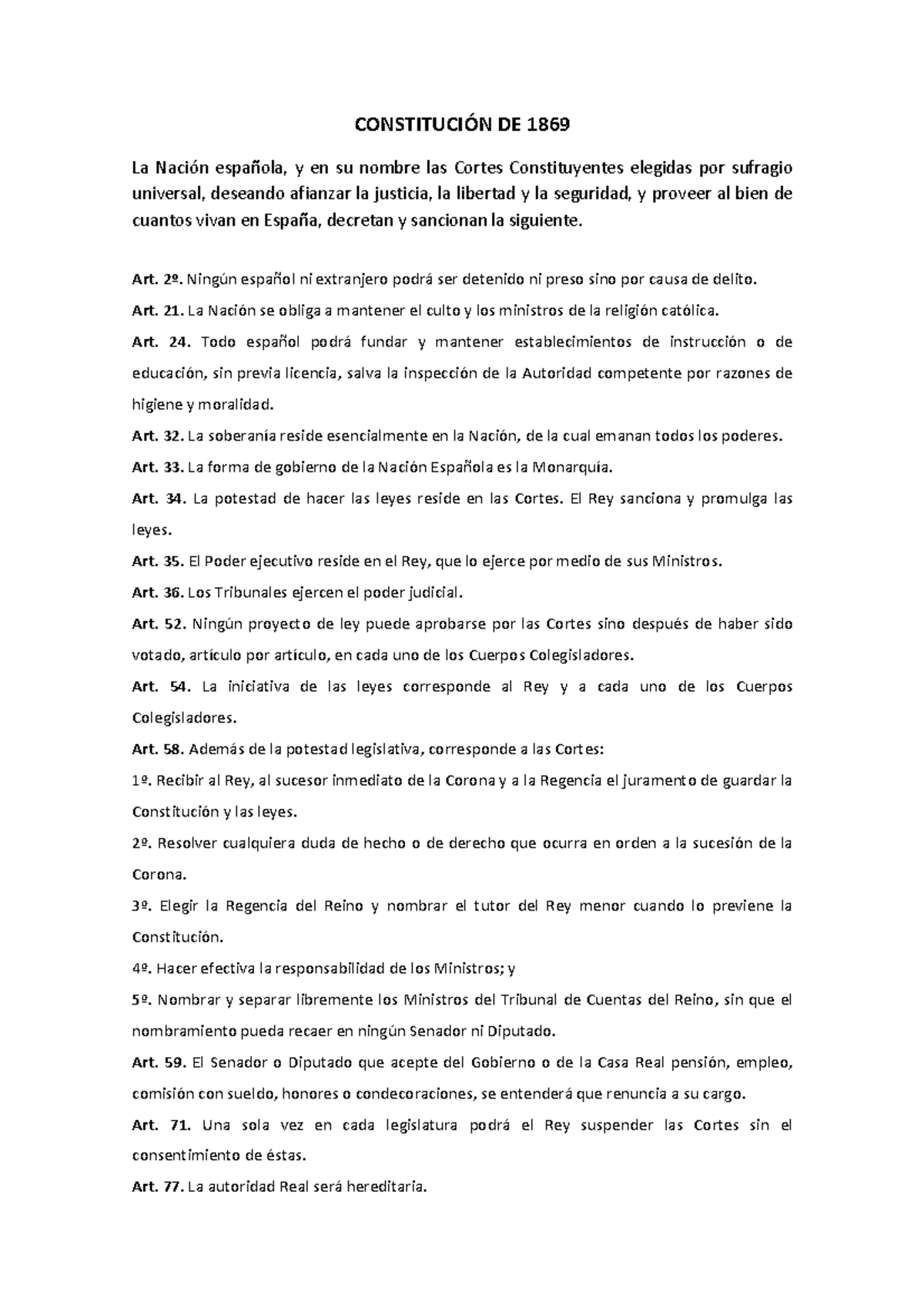 Constitucic 3b3n-de-1869 - CONSTITUCIÓN DE 1869 La Nación española, y ...