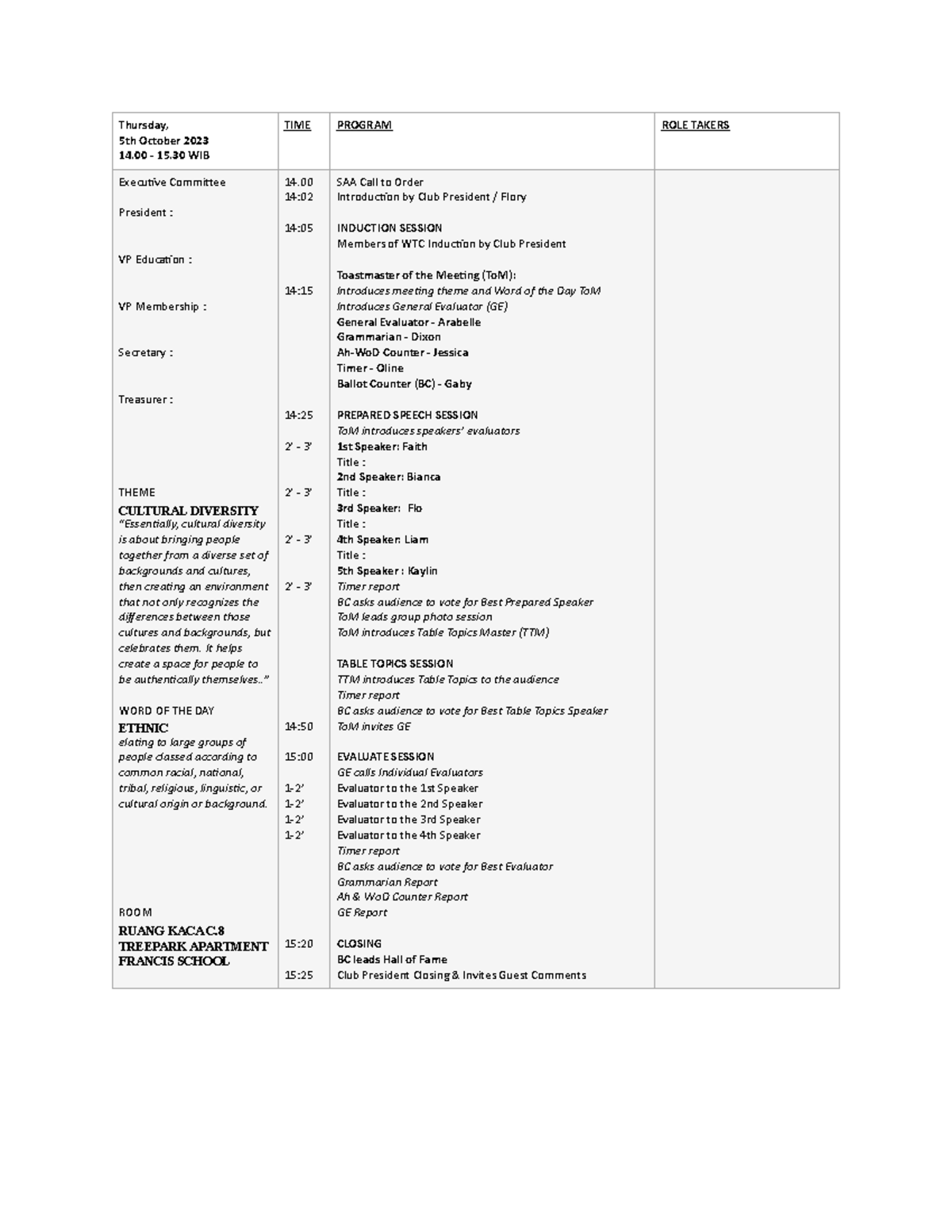 Gavel 1st Week - Good - Thursday, 5th October 2023 14 - 15 WIB TIME ...