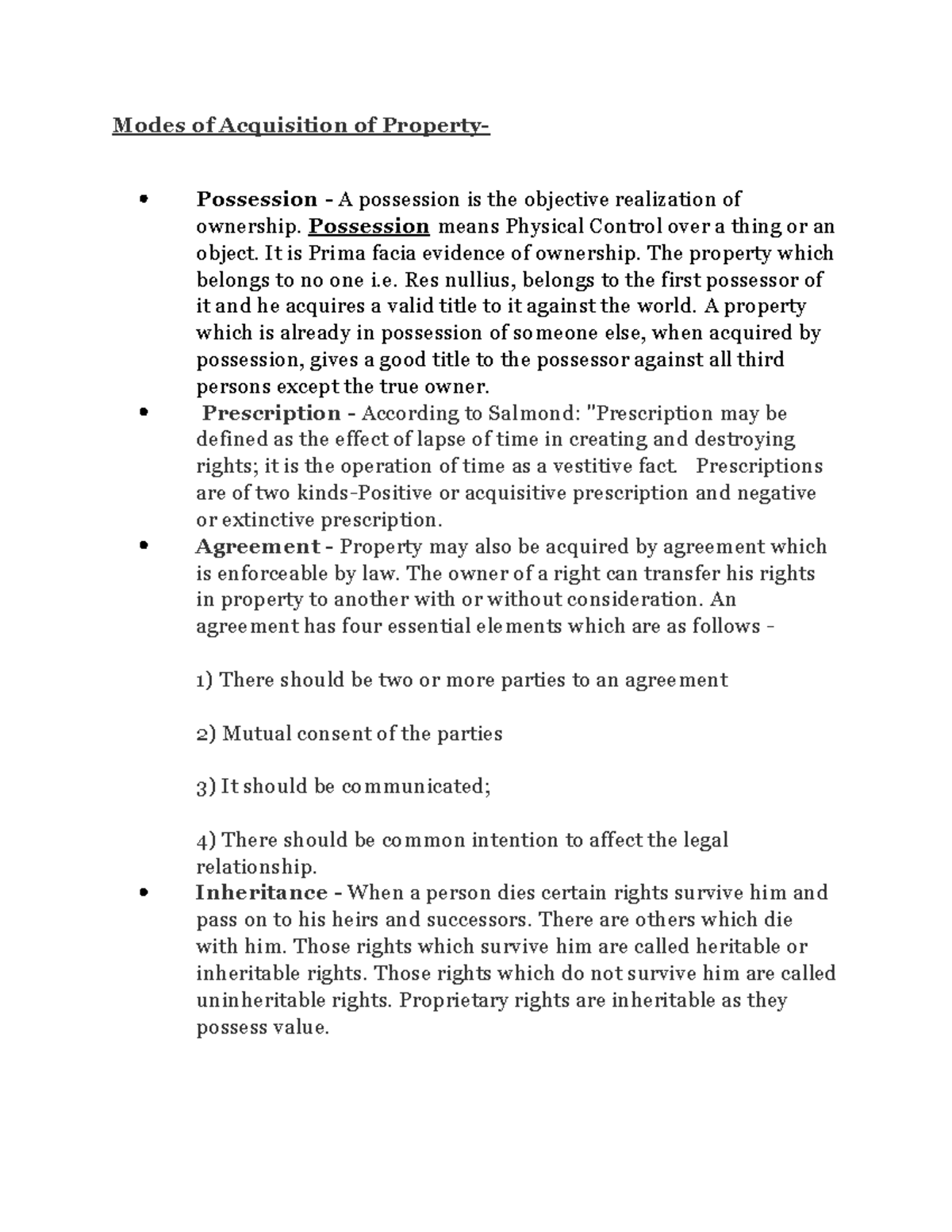 Modes of acquisition of Ownership - Property Law - Christ University ...