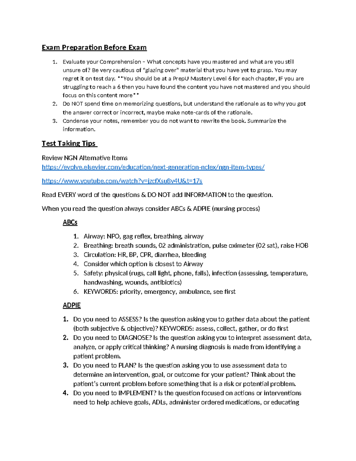 Exam Prep Test Taking Tips - Exam Preparation Before Exam 1. Evaluate ...